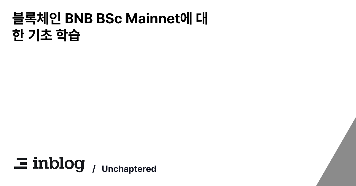 블록체인 BNB BSc Mainnet에 대한 기초 학습 - Unchaptered